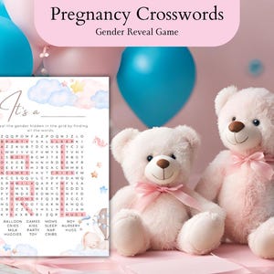 Gender Reveal Crossword Puzzle, Baby Shower Game (canva Editable) - Etsy