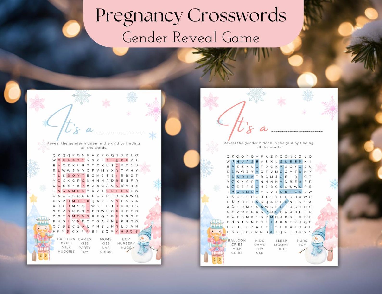 Gender Reveal Word Search Activity, Baby Shower Game - Boy or Girl ...