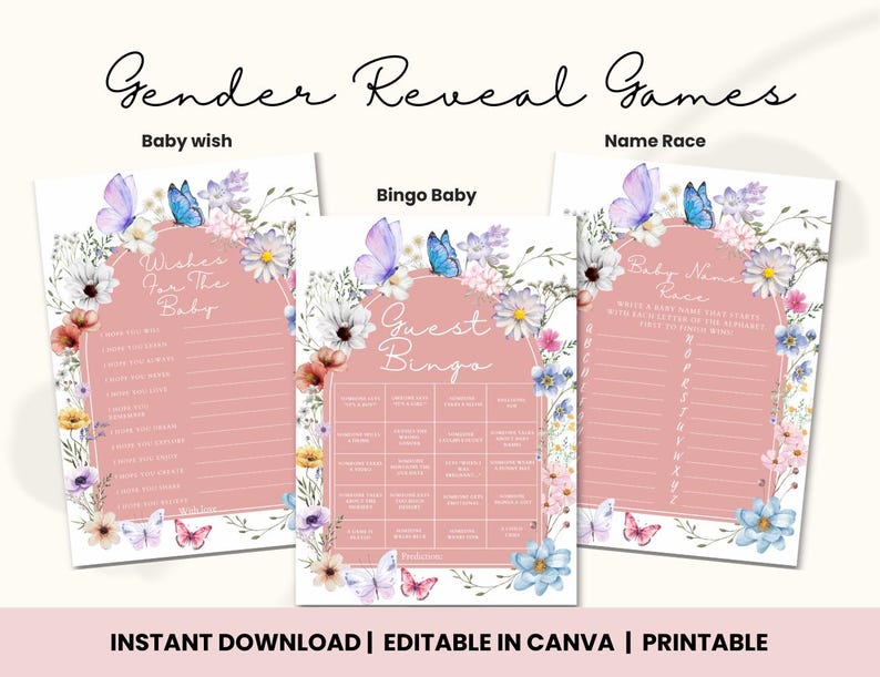 Gender Reveal Games Printable Gender Reveal Party Gender Reveal Ideas Party Games She or He ...
