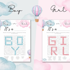 Gender Reveal Word Search Game - Baby Boy or Girl Crossword Puzzle ...