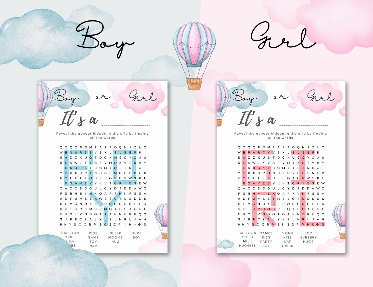 Gender Reveal Word Search, Baby Shower Game (canva Editable) - Etsy