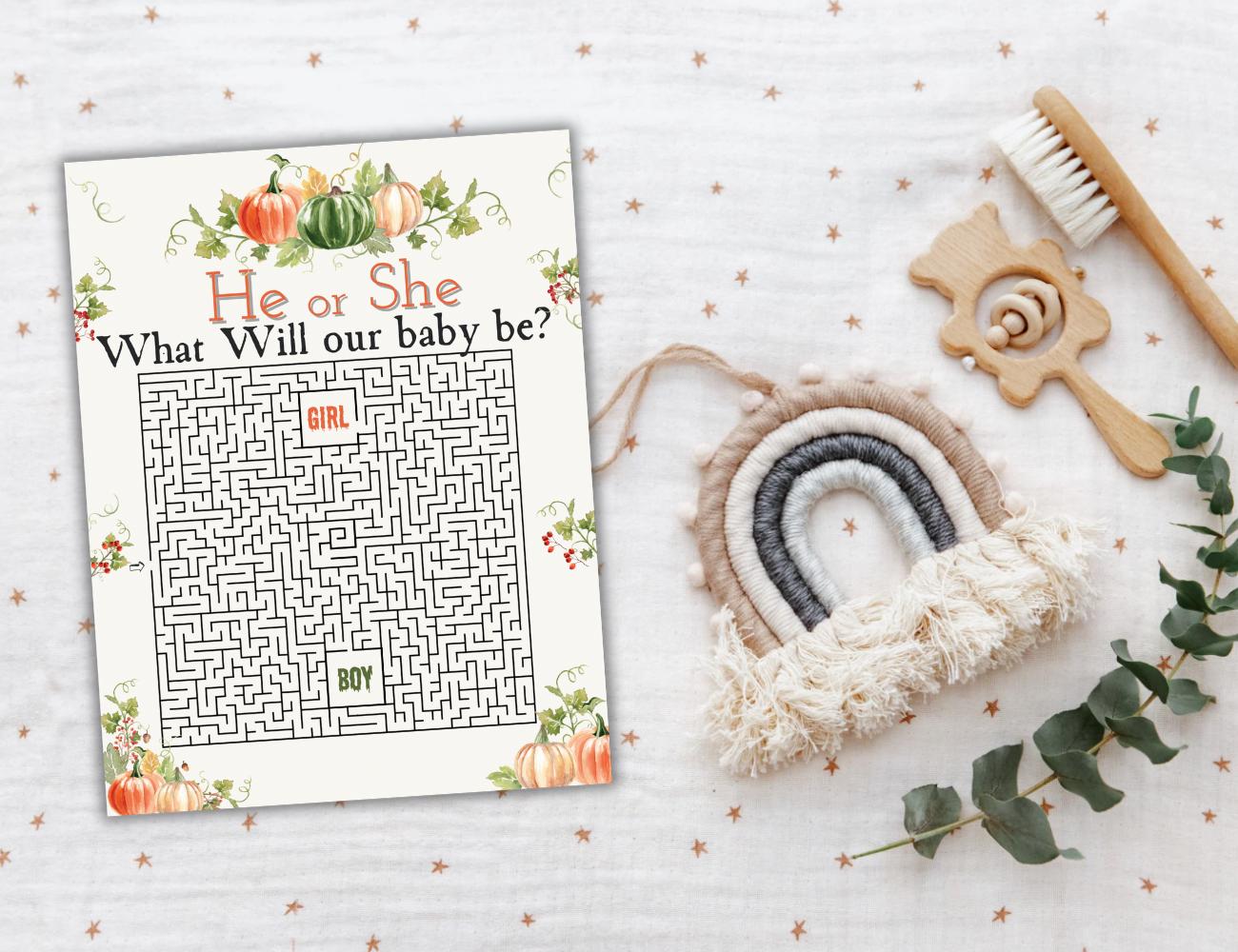 Pumpkin Gender Reveal Maze Game, Fall Labyrinth (printable) - Etsy