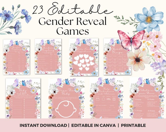 25 Gender Reveal Games | Printable Gender Reveal Party Games | Baby Shower Games | Gender Reveal ...