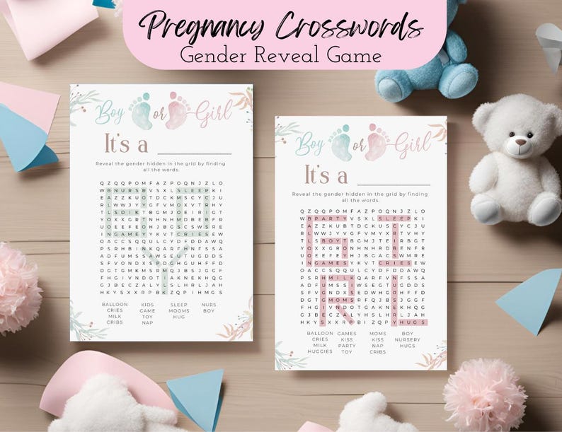 Gender Reveal Word Search Activity, Baby Shower Game - Boy or Girl ...