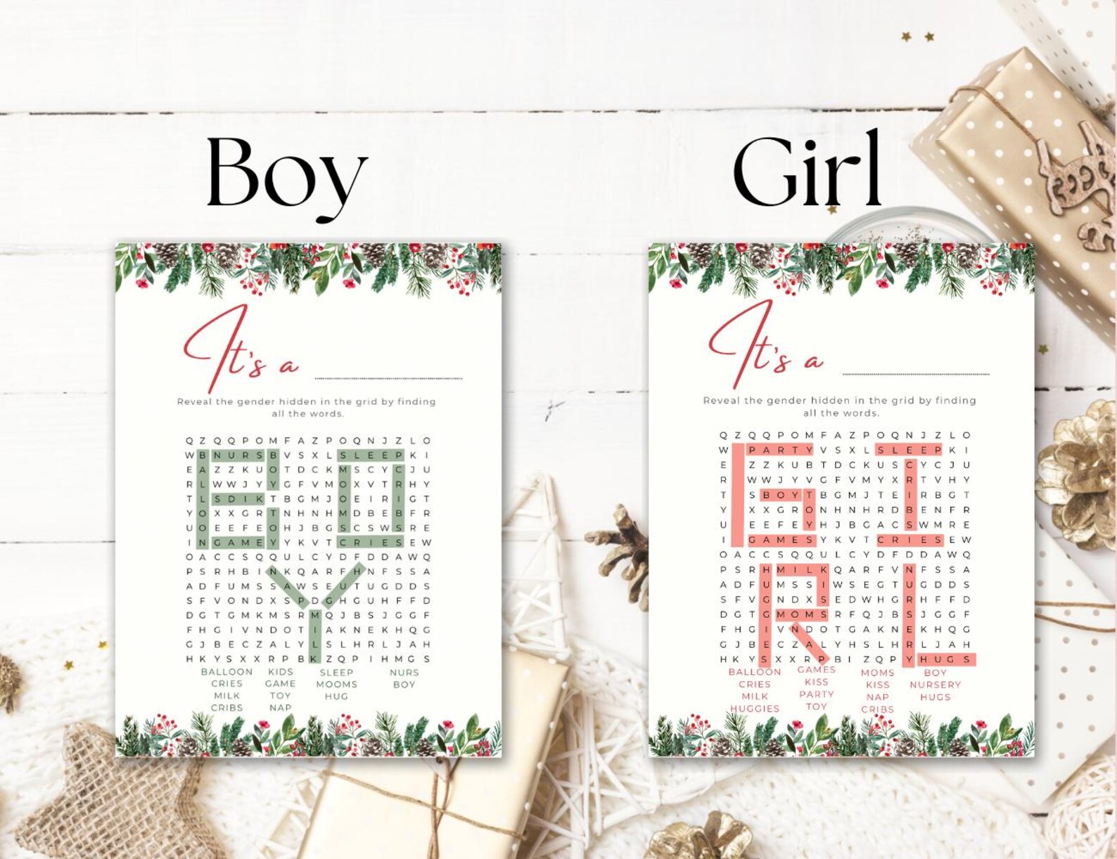 Gender Reveal Word Search, Baby Shower Game (editable in Canva) - Etsy
