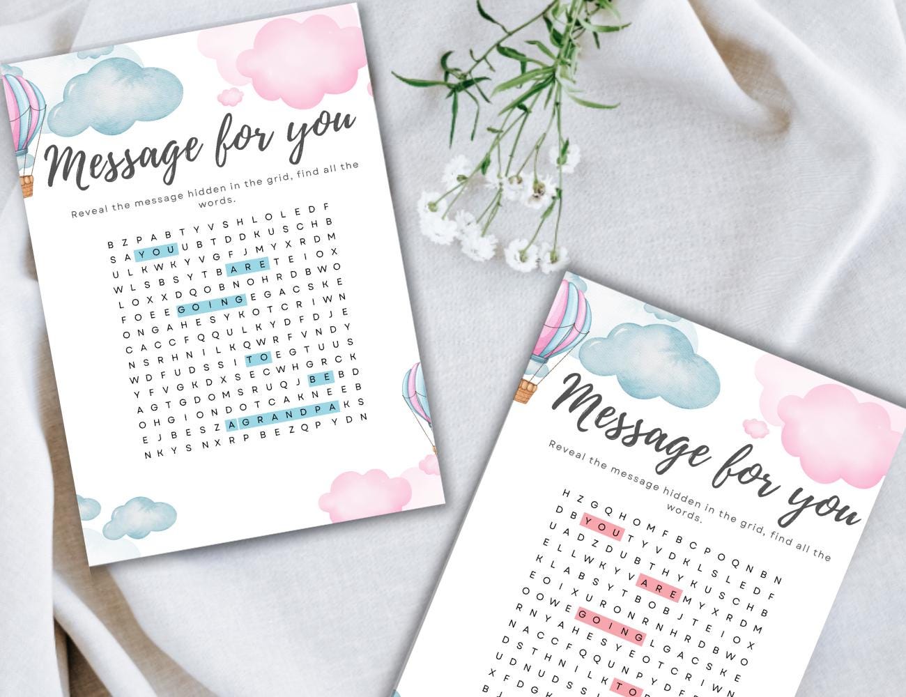 Gender Reveal Word Search Activity, Baby Shower Game - Boy or Girl ...