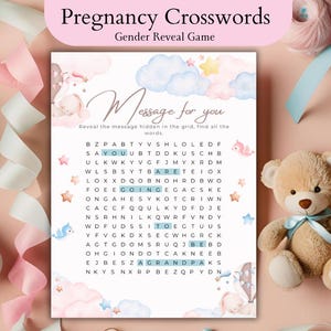 Gender Reveal Crossword Puzzle, Baby Shower Game (canva Editable) - Etsy