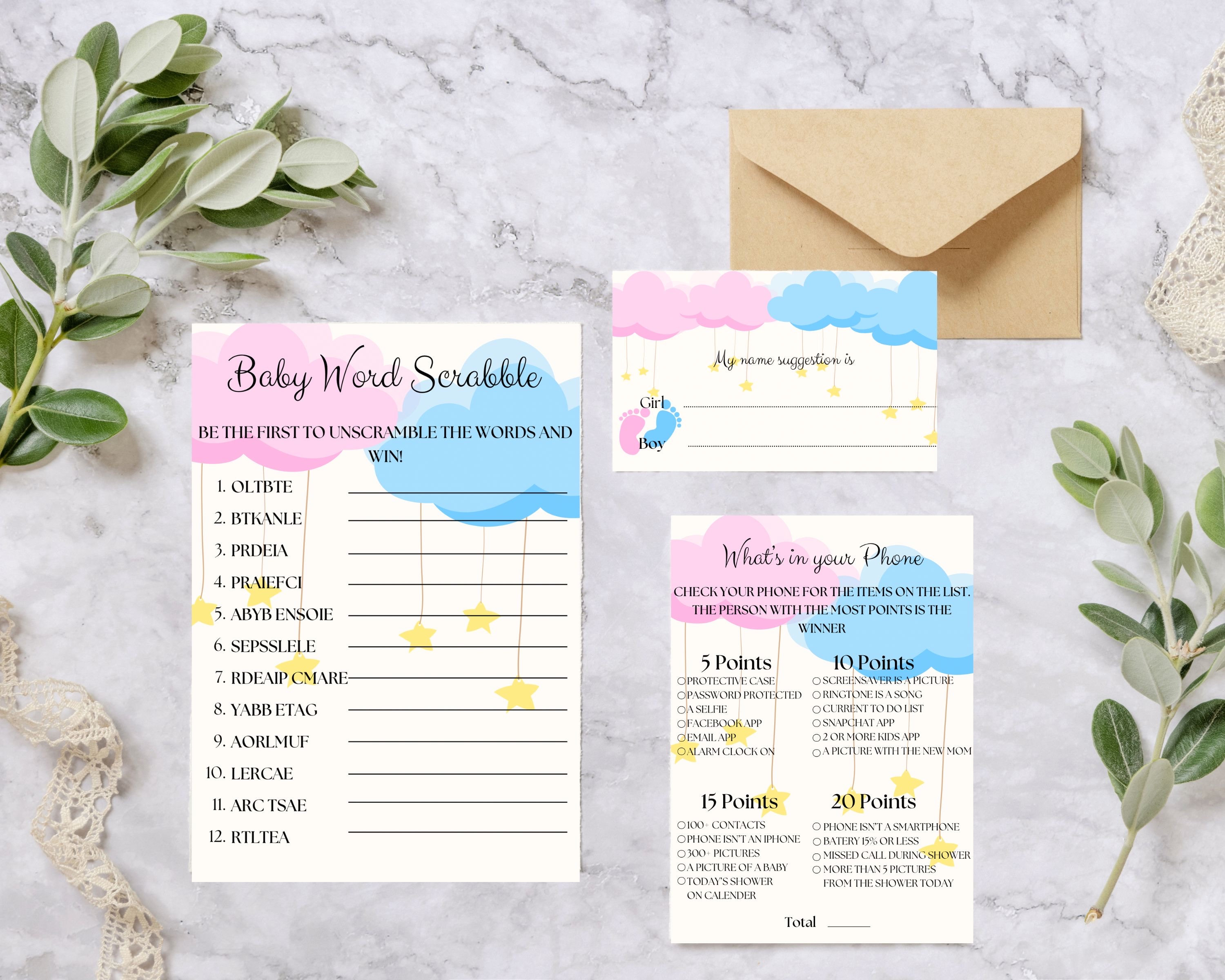 Gender Reveal Games Set | Printable Gender Reveal Party Games | Baby Shower Games | Gender ...
