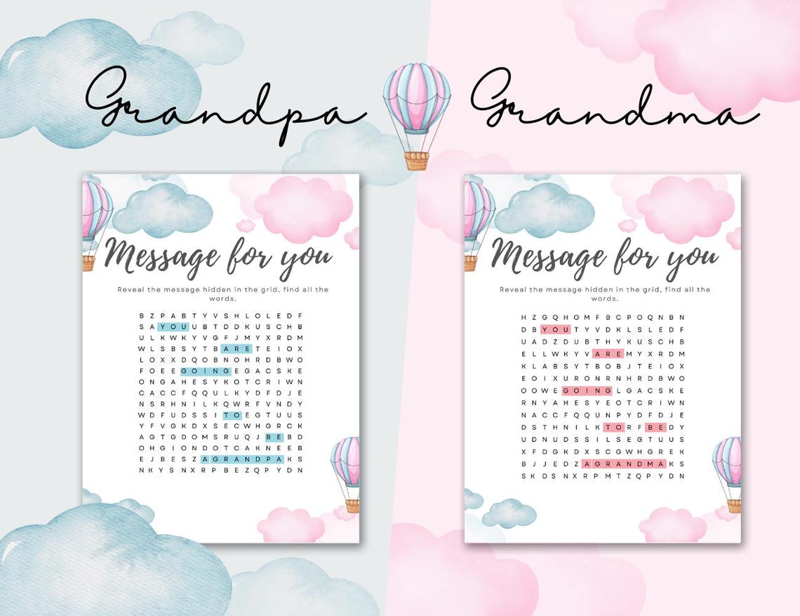 Gender Reveal Word Search Activity, Baby Shower Game - Boy or Girl ...