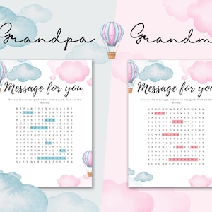 Gender Reveal Word Search Game - Baby Boy or Girl Crossword Puzzle ...