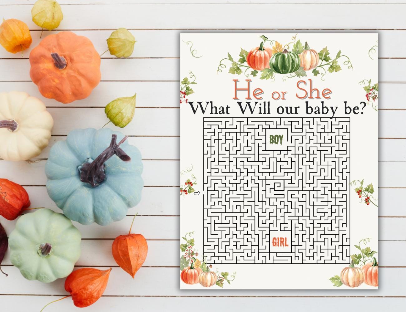 Pumpkin Gender Reveal Maze Game, Fall Labyrinth (printable) - Etsy
