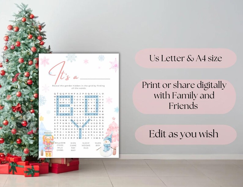 Gender Reveal Word Search Activity, Baby Shower Game - Boy or Girl ...