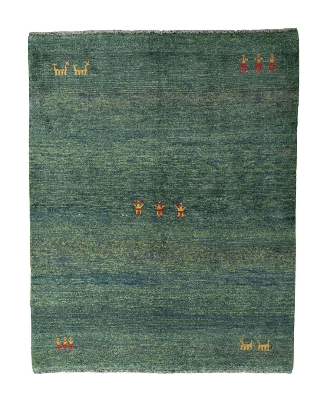 Hand-knotted Gabbeh Rug - High-quality Wool, Deep Green With ...