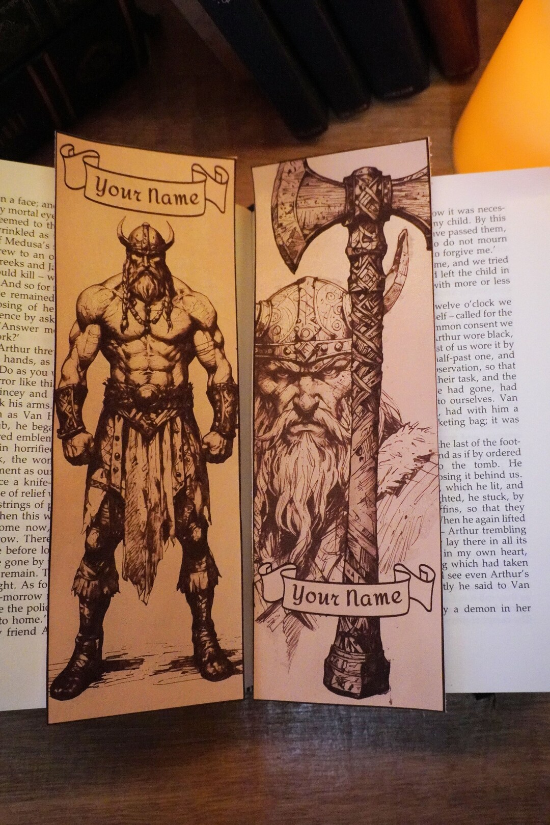 Leather Bookmark Set Viking Warrior and Viking With Axe Designs Free ...