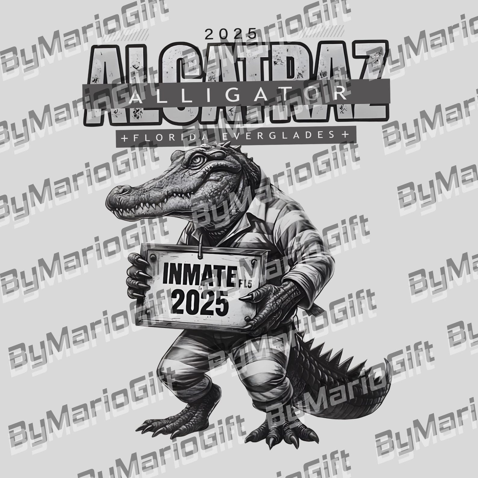 Vintage Meme Gator Prison SVG, Alligator Alcatraz Inmate 2025 Parody ...