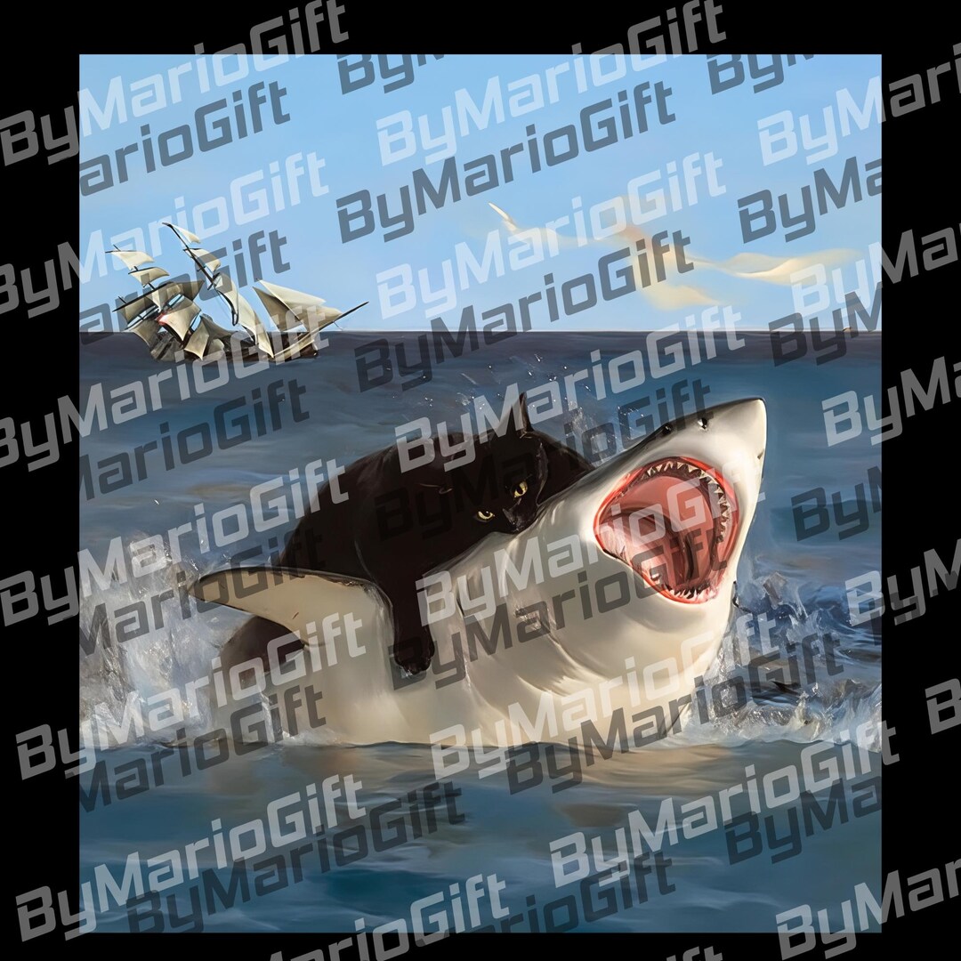 Vintage Fat Cat Vs Shark PNG, Unisex Meme Cringe Funny Dumb SVG ...