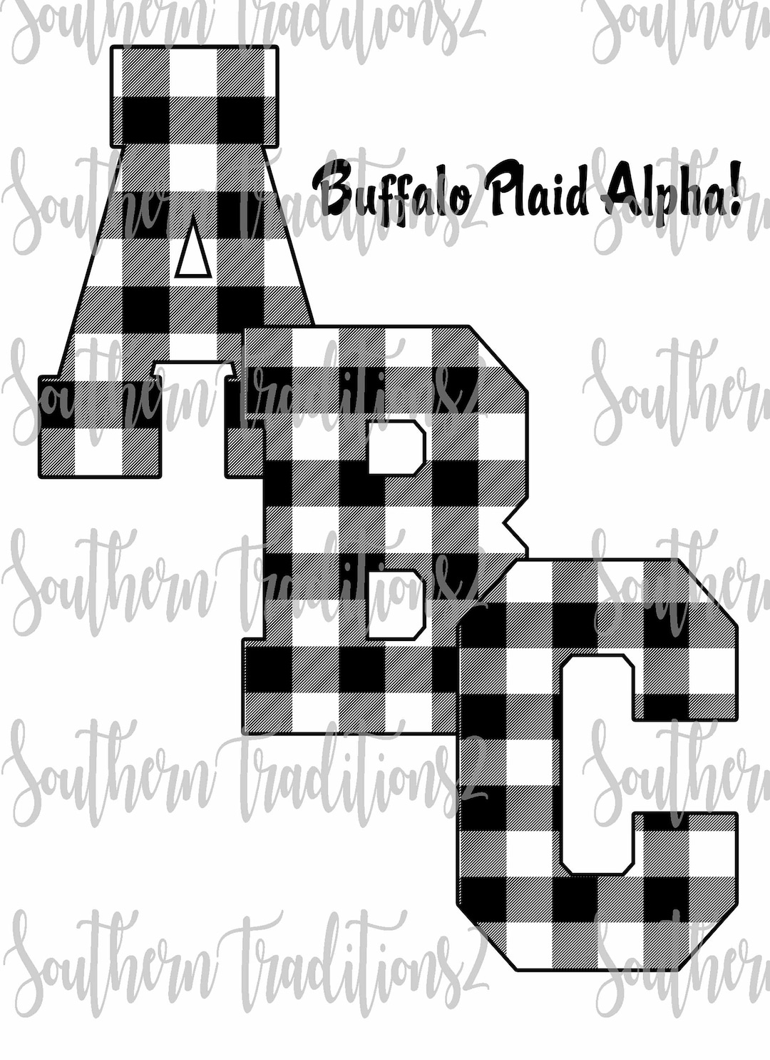 Buffalo Plaid Alphabet - Digital Download - Lumberjack Alphabet - White ...