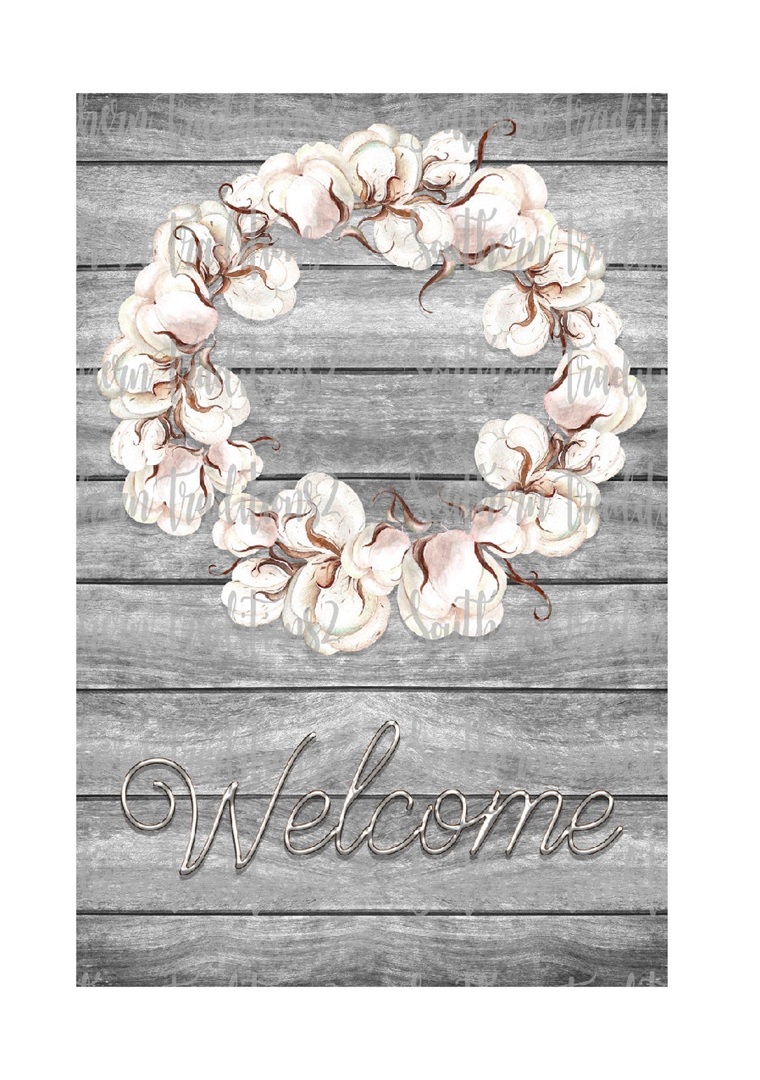Cotton and Shiplap Welcome Garden Flag - White Board With Cotton and ...