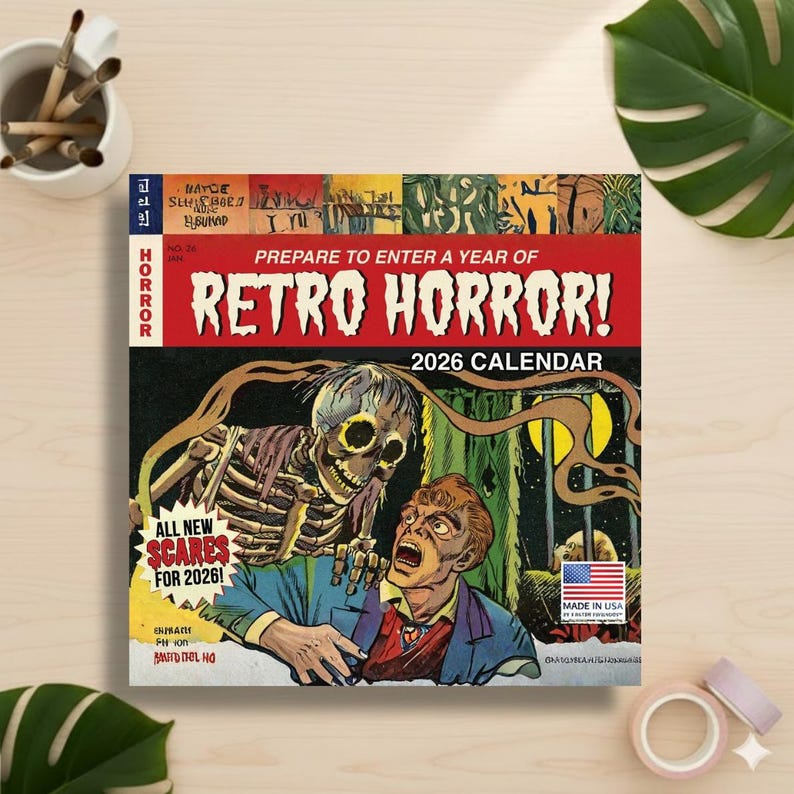 Retro Horror 2026 Wall Calendar – Vintage Scary Art: 10x10 Hanging ...