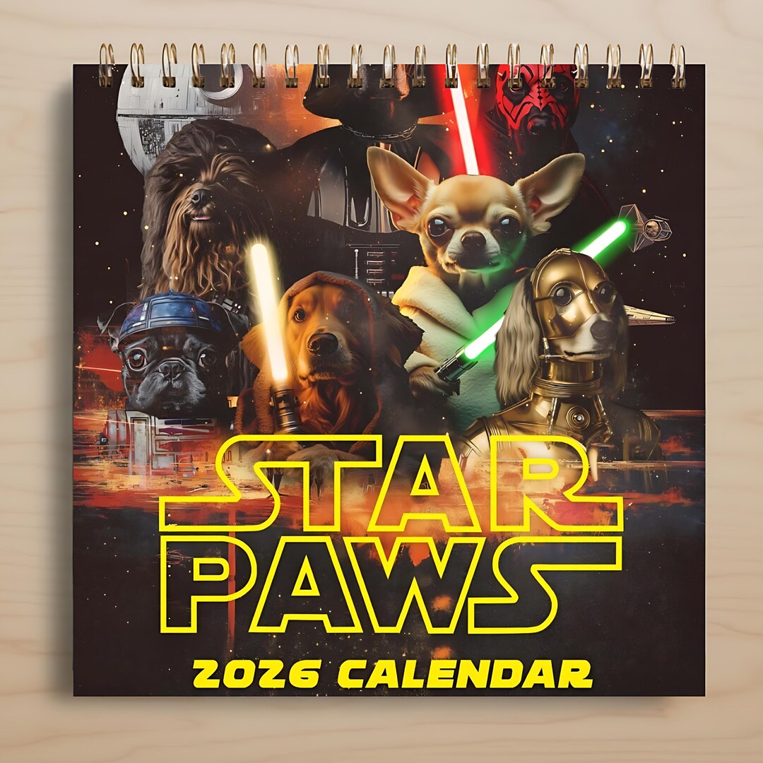 Star Paws Wall Calendar 2026, Funny Dog Sci-fi Art, Unique Pet Lover ...