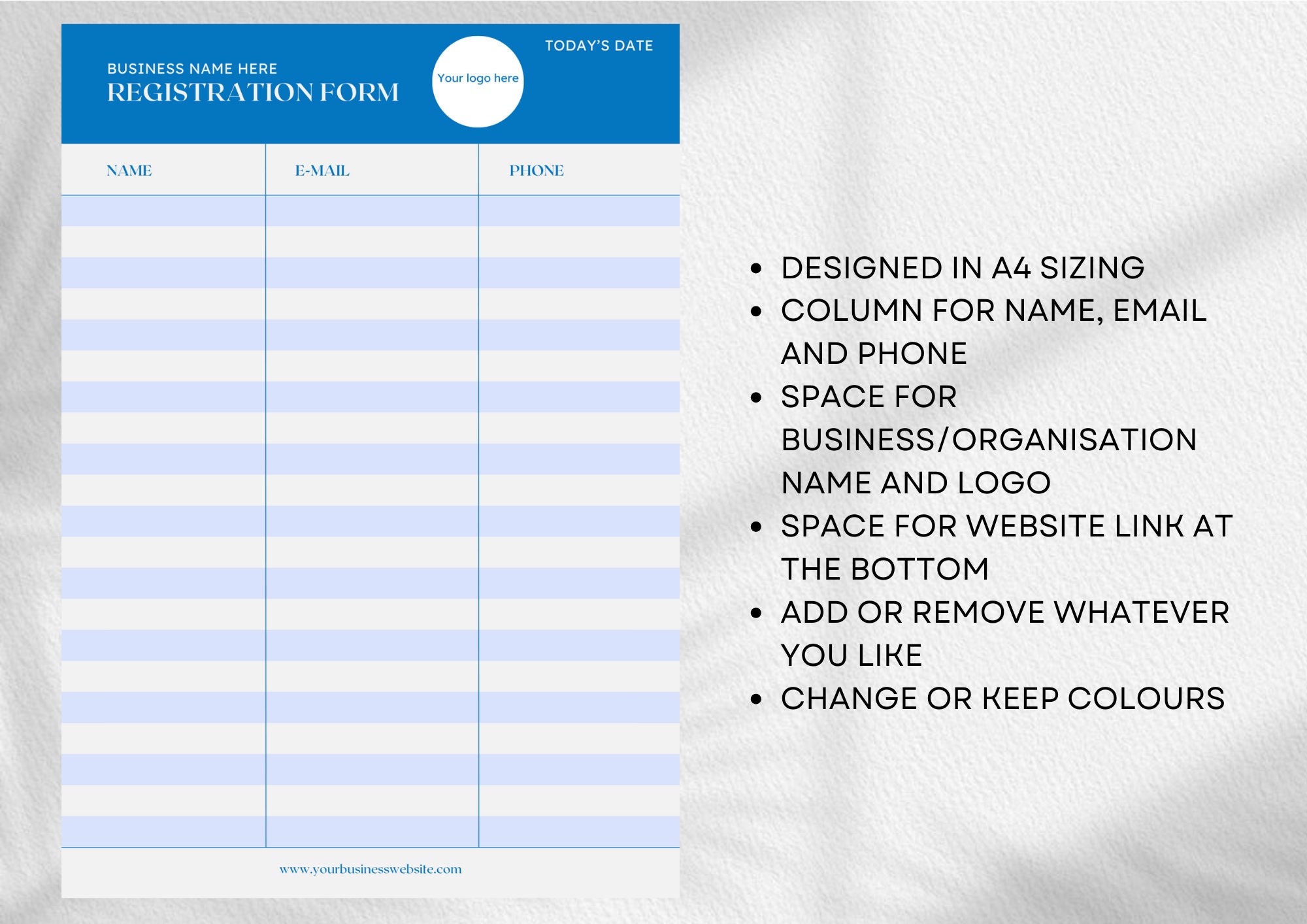 Editable Registration Form Template, Printable Registration Form ...