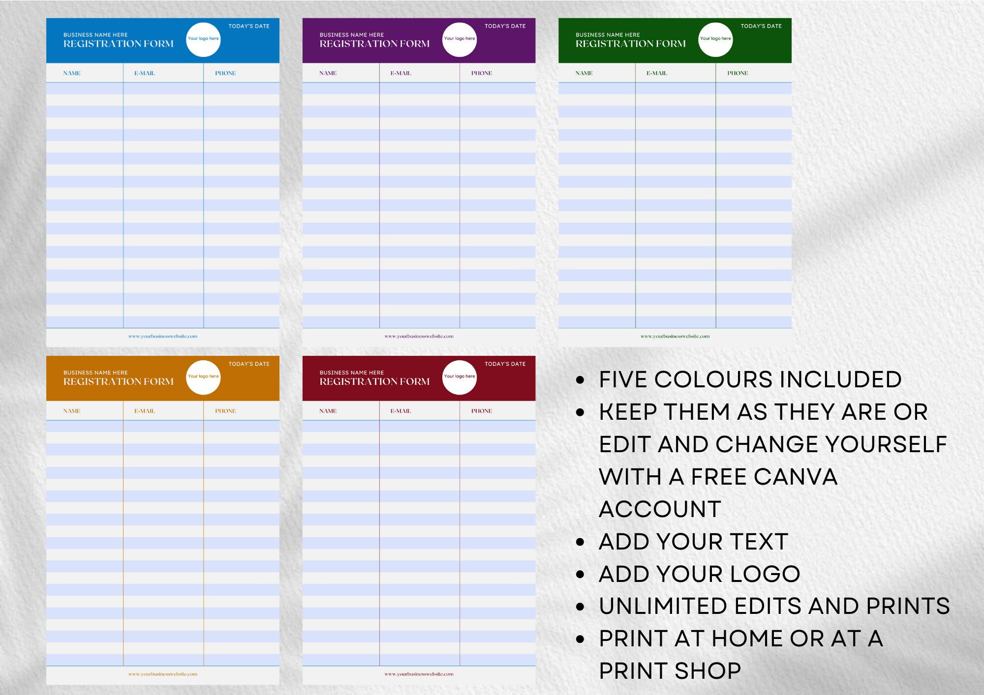 Editable Registration Form Template, Printable Registration Form ...