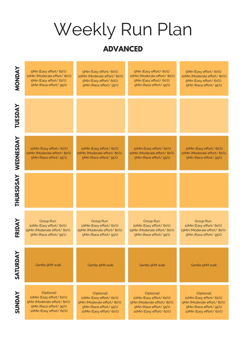 Running 5K Challenge Printable Running Tracker Digital Workout Planner ...