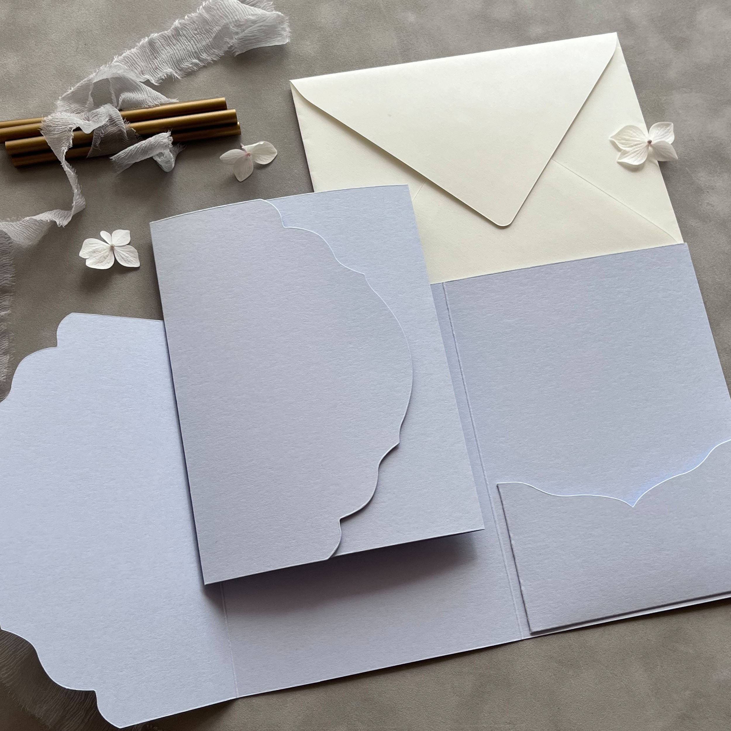 Sky Blue Pocketfold Invitation Envelopes | Vintage Style Pocket Fold ...