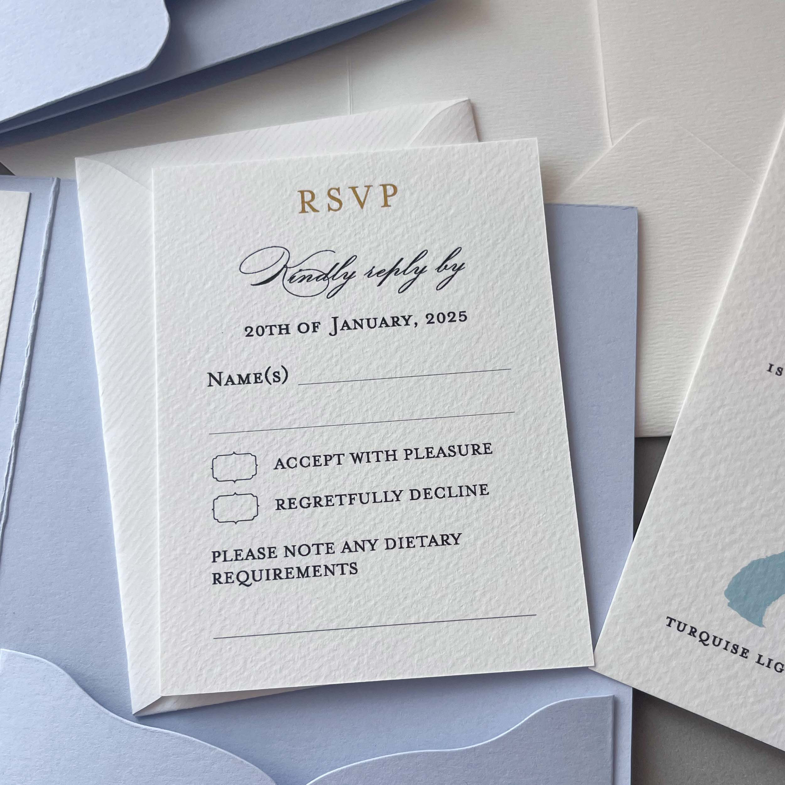 Personalised Sky Blue Pocket Fold Invitation Envelopes | Vintage Style ...
