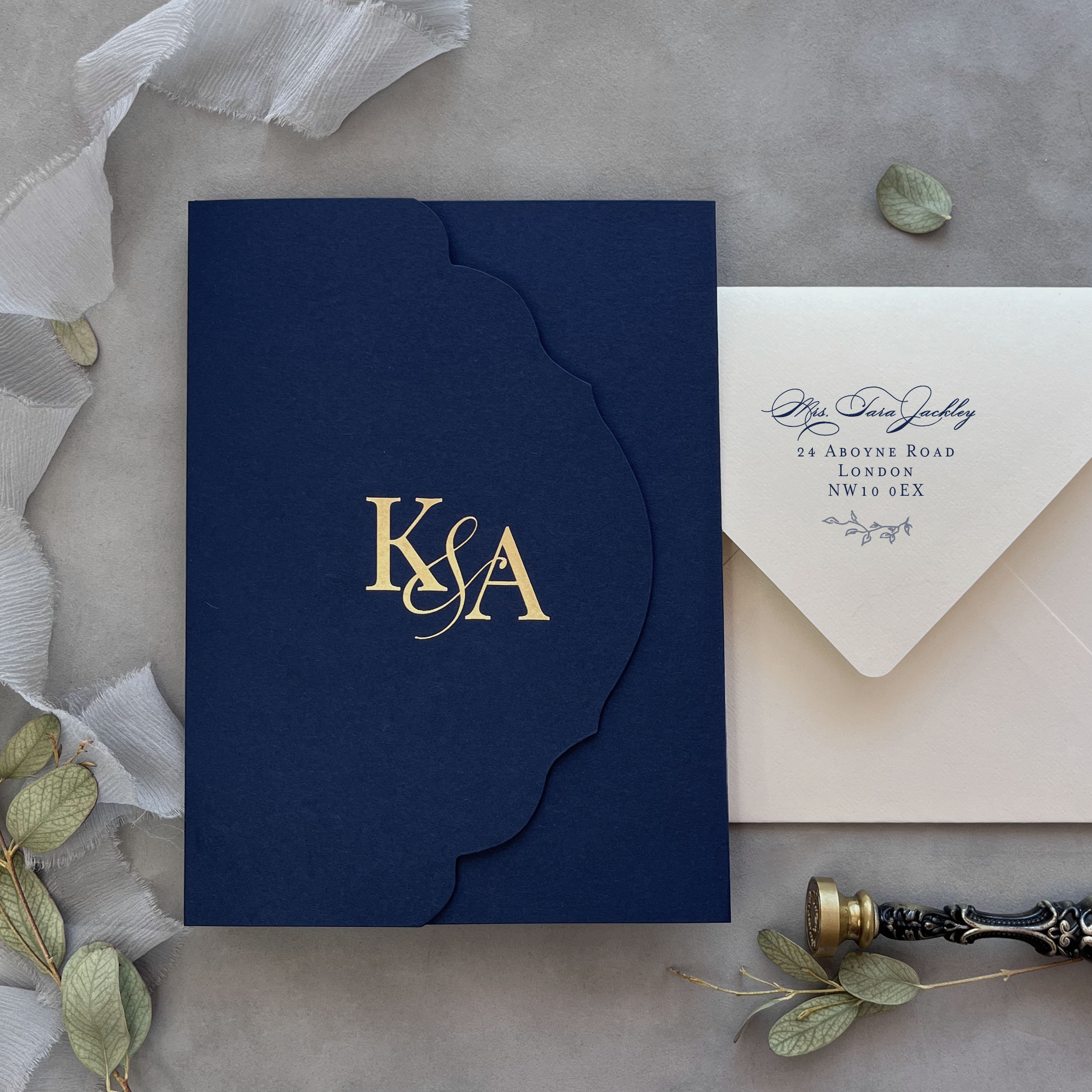 Navy Blue Pocketfold Invitation Envelopes | Vintage Style Pocket Fold ...
