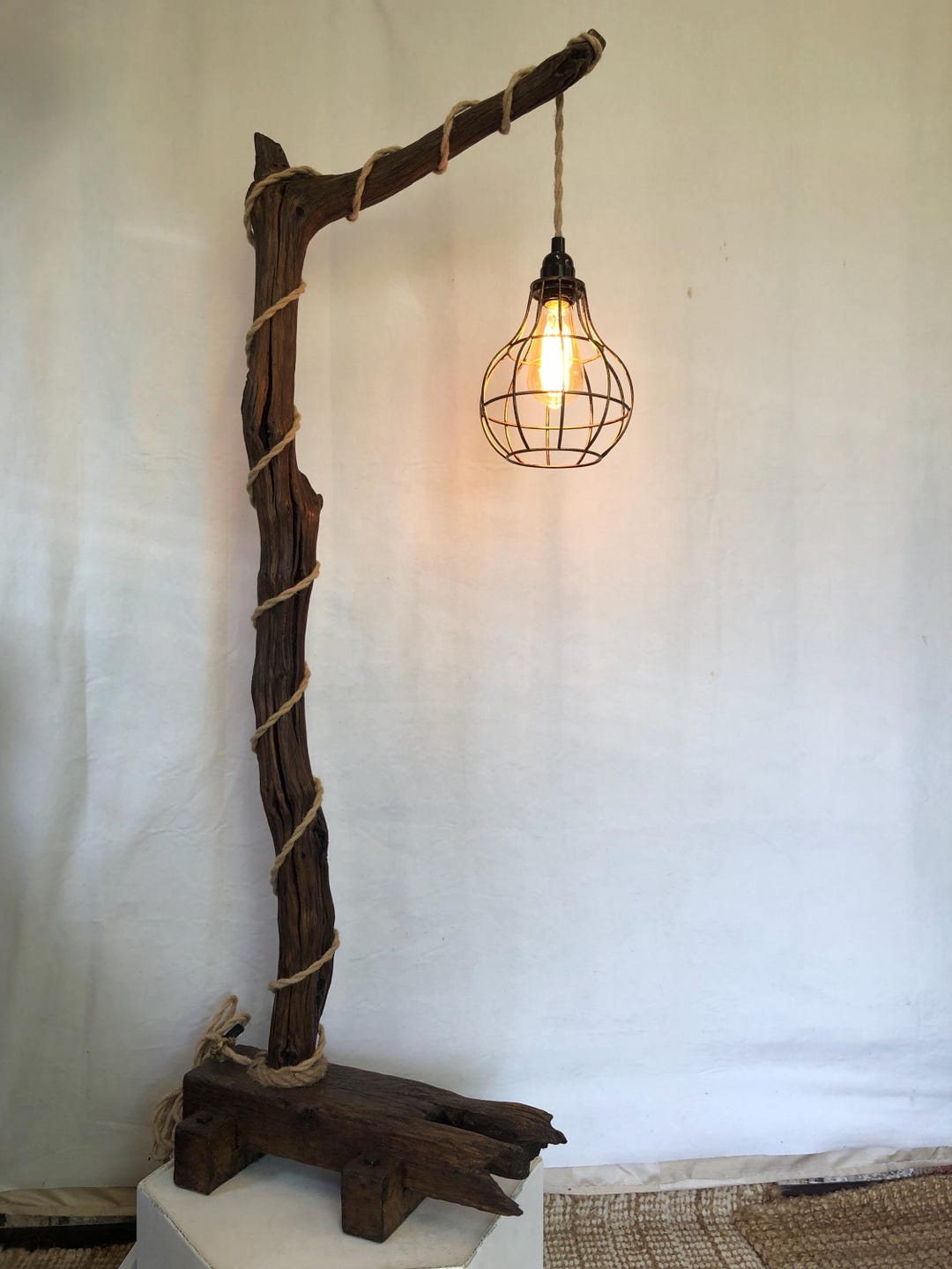 Rustic English Oak Lamp - Etsy