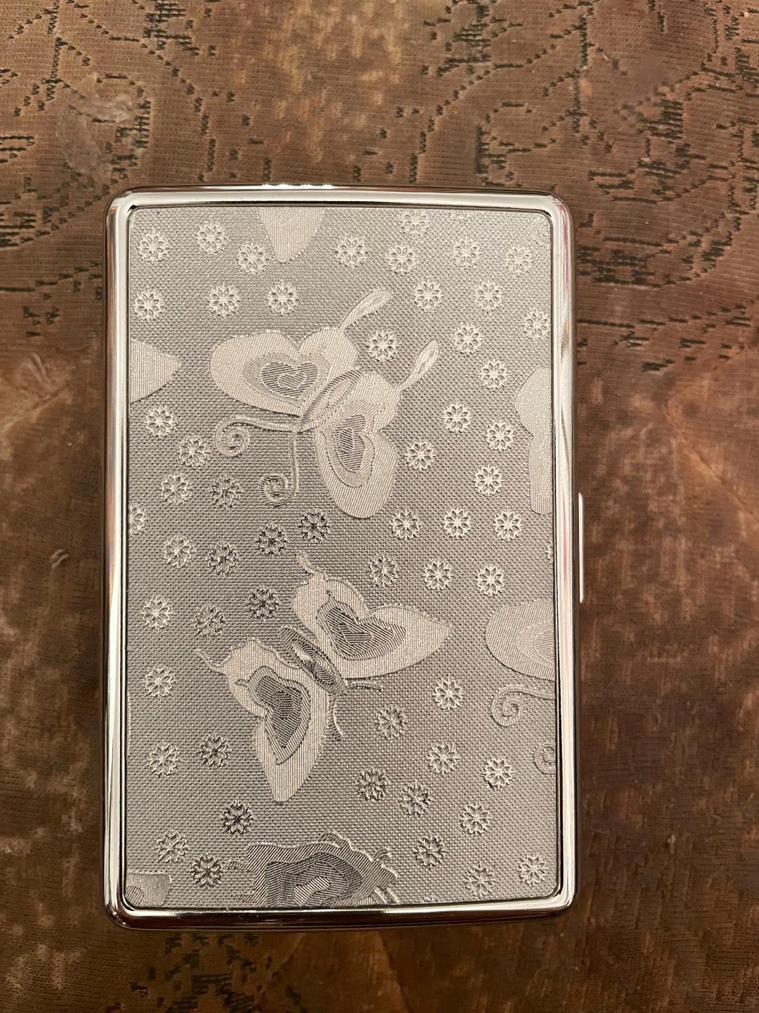 Retro Silver Butterfly 2-clip 100s King Cigarette Wallet Case Business ...