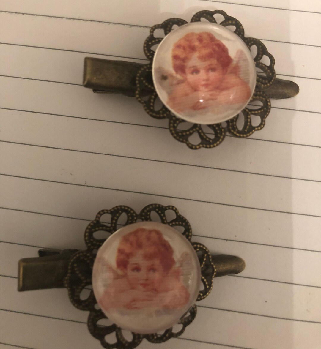 Two (2) Victorian Angel Vintage Flower Filigree Hair Clips Anywhere ...