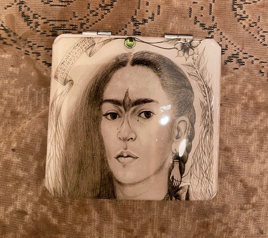 Retro Frida Teardrop White Vinyl Flip-open Square Mirror Compact - Etsy
