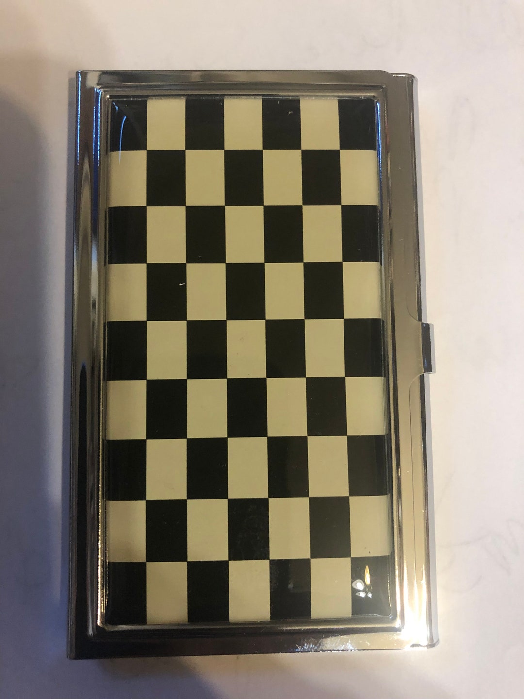 Retro Black/white Checkmate Business Card Holder Credit Card Case - Etsy