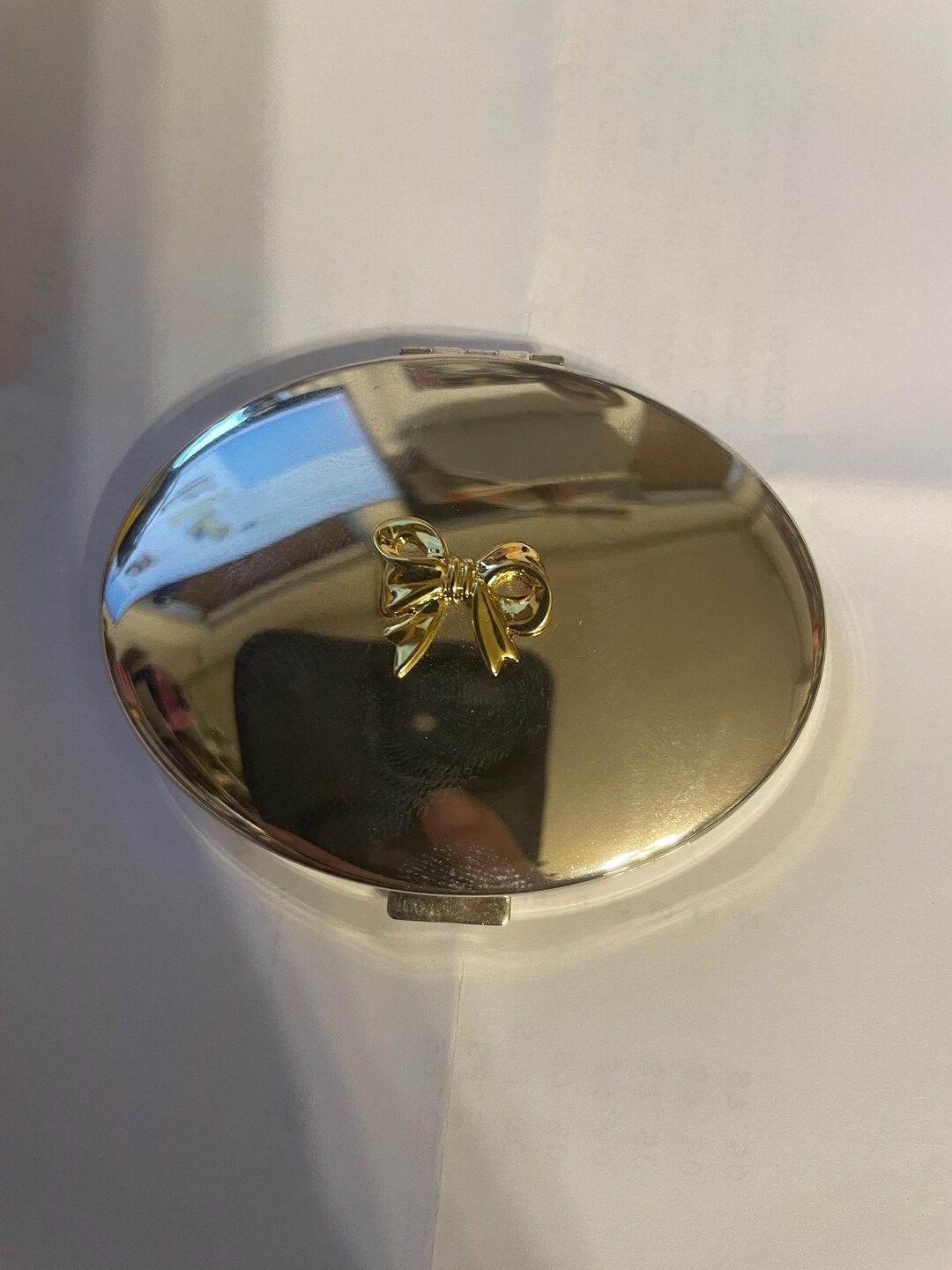 Vintage Victorian Silver W/ Dainty Gold Bow Oval Mirror Compact - Etsy