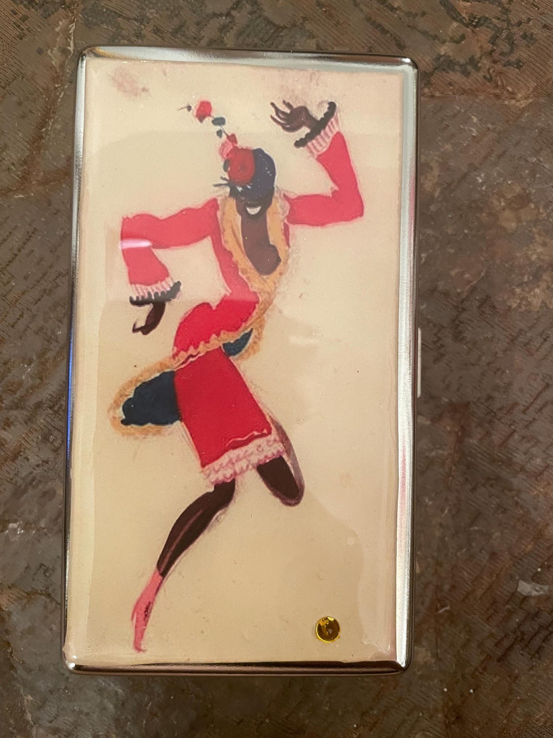 1920s Red Hot Jazz Lady Mirror Compact Tissue Holder or 120s Cigarette ...