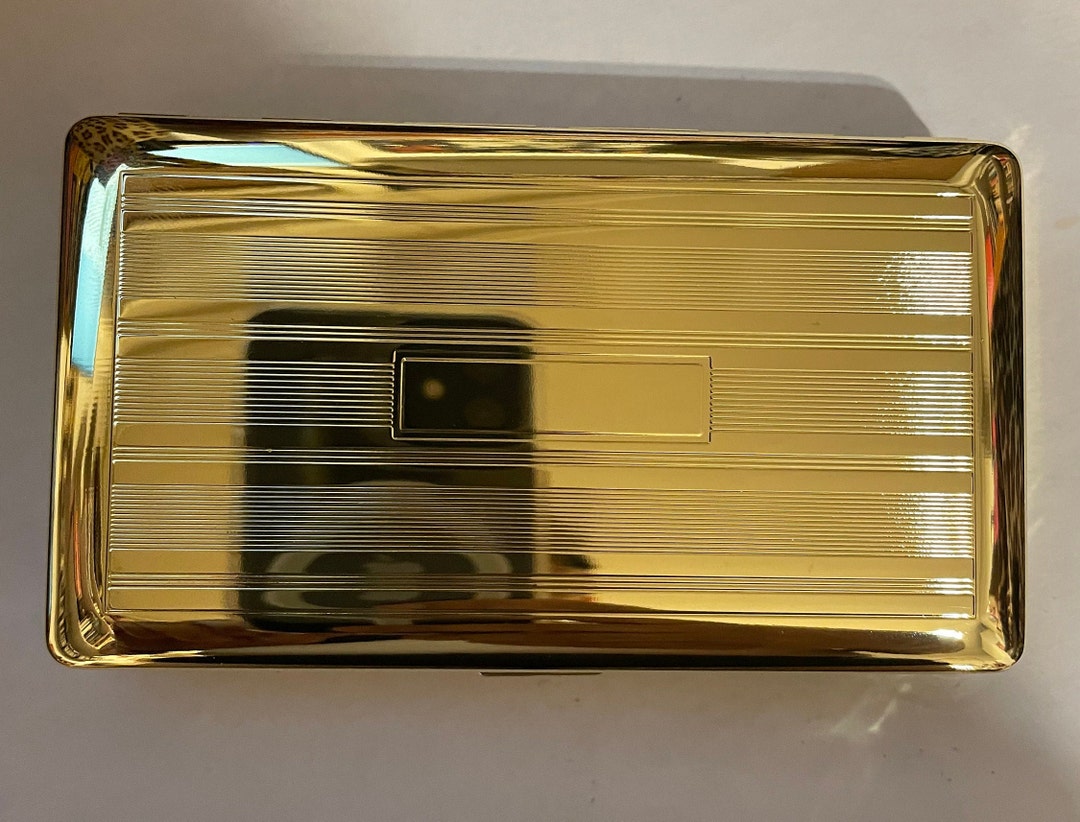 Gold Art Deco Kensington 120s Cigarette Wallet 2-clip Case Business ...