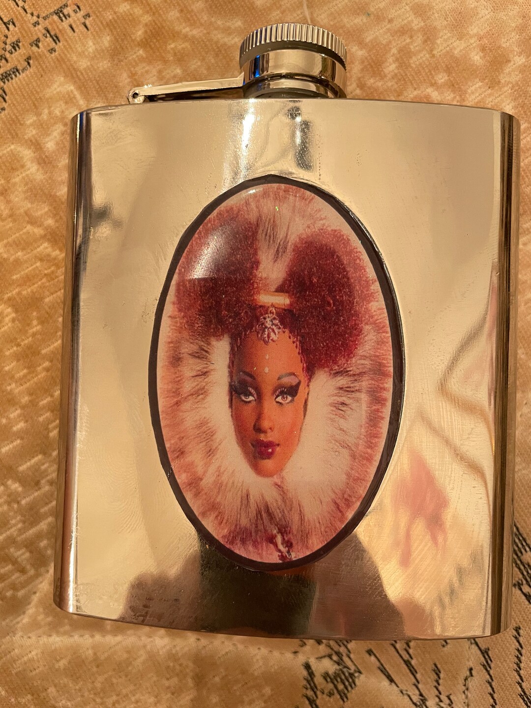 Retro Afro Puffs Queenella Silver Flask 6 Oz. - Etsy