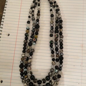 Retro Black/ivory Jasper Dalmation Quartz Crystal Bead 3-strand ...