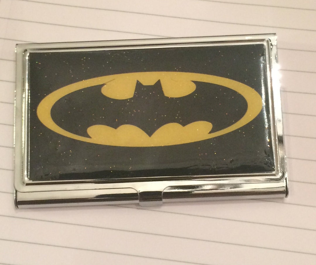 Retro Black Caped Crusader Silver Business Credit Card Holder I.D. Case ...