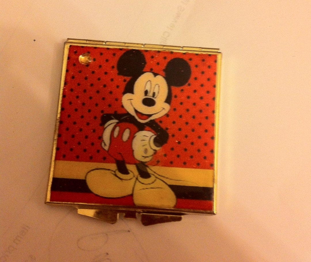 Retro Red Mickey Square Silver Pill Box or Mirror Compact - Etsy