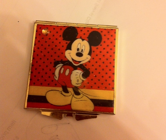 Retro Red Mickey Square Silver Pill Box or Mirror Compact | Etsy