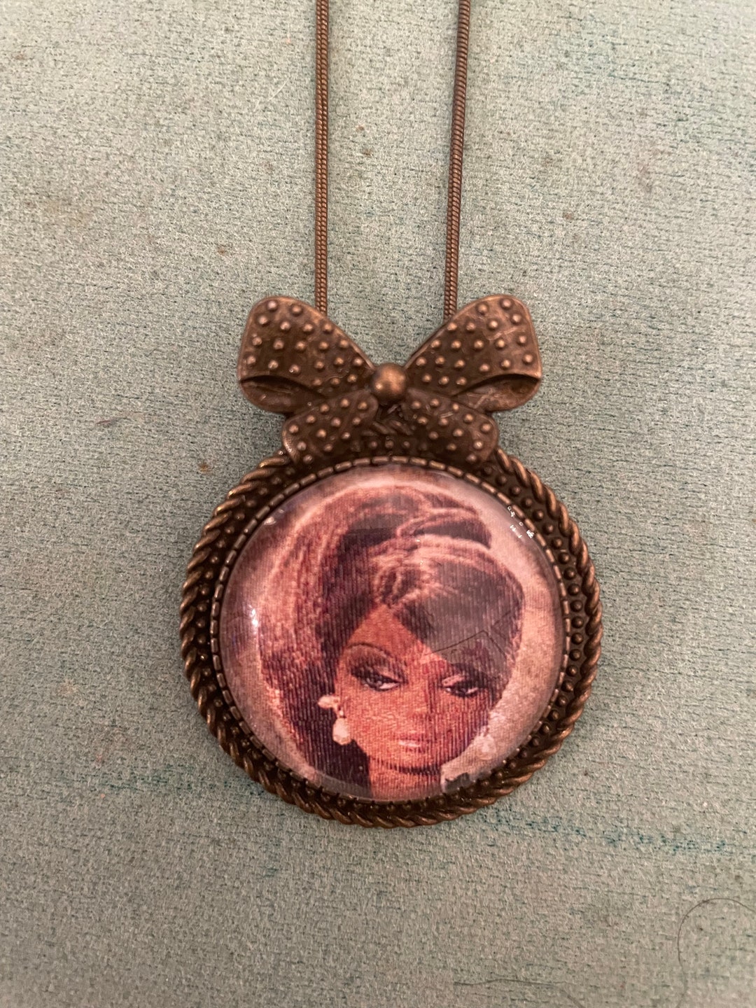 Vintage Brass Bow Bouffant Barbie Pendant Necklace - Etsy