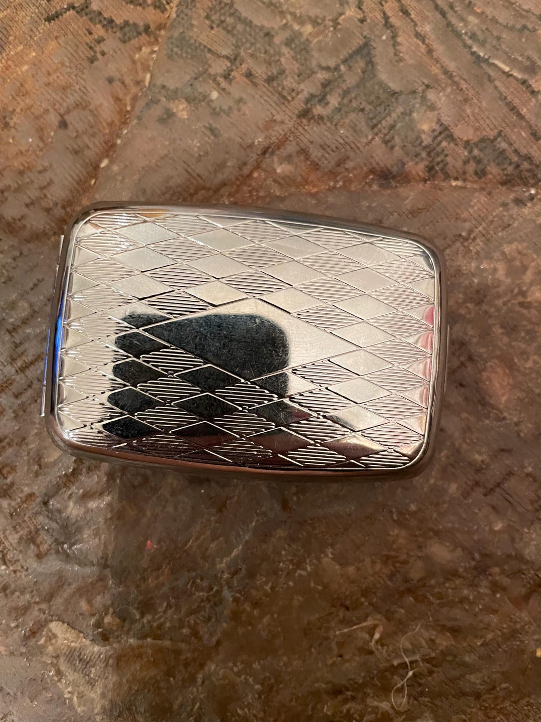 Vintage Silver Harlequin Diamond Rectangle Pill Box - Etsy