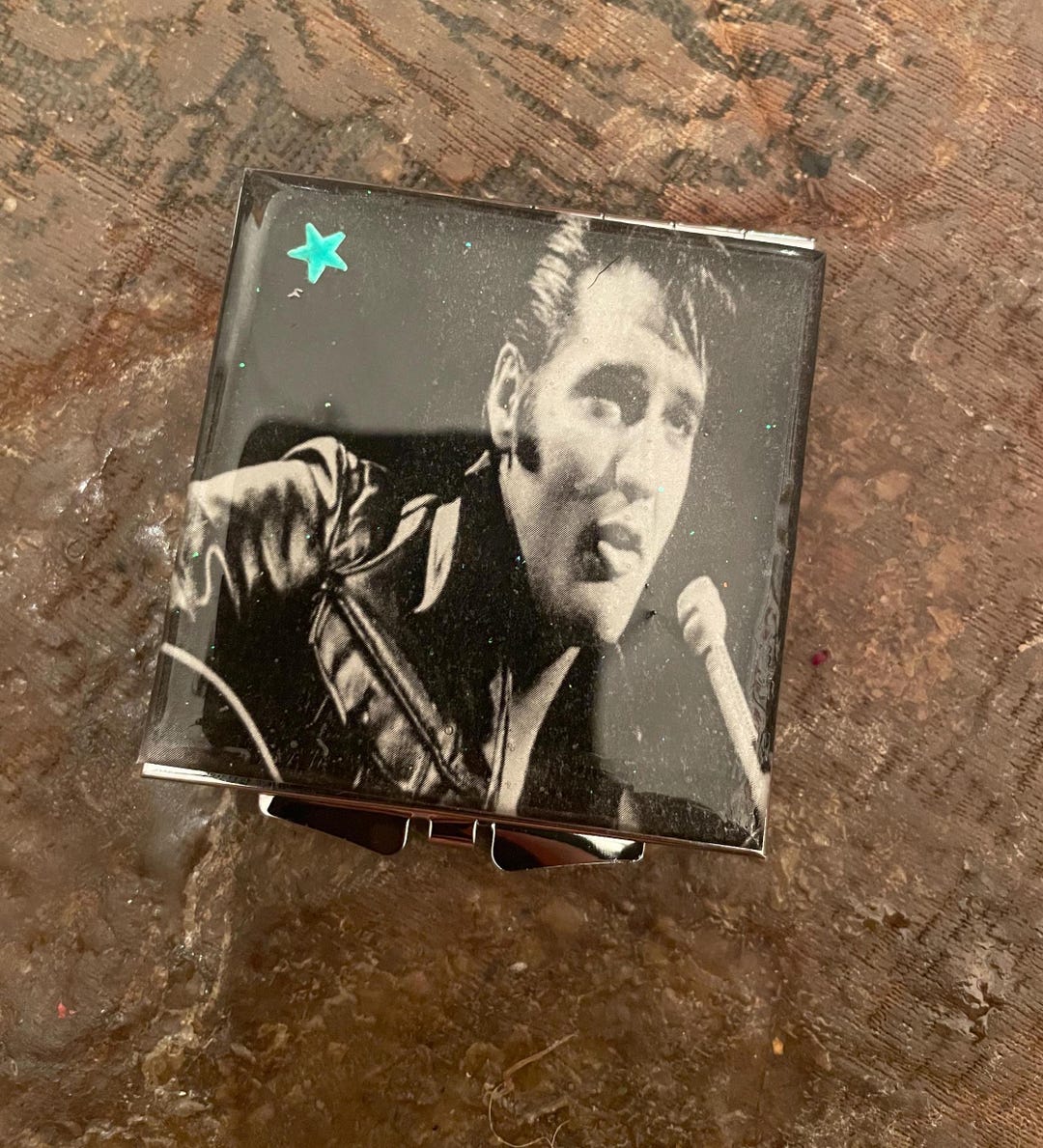 Retro King Elvis Square Silver Mirror Compact - Etsy