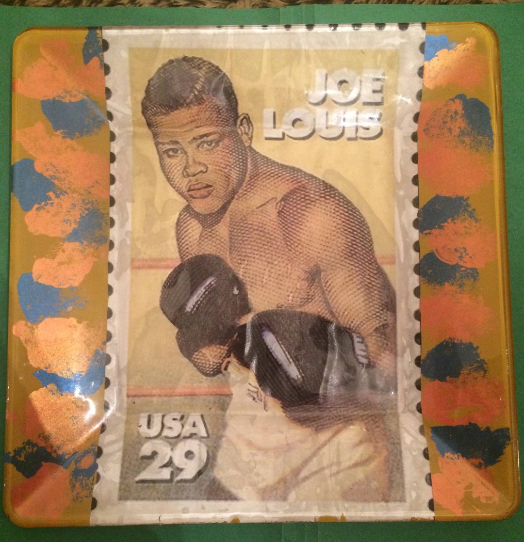 Retro Joe Louis Boxer Large Collector Glass Plate - 10”x10” - Free ...