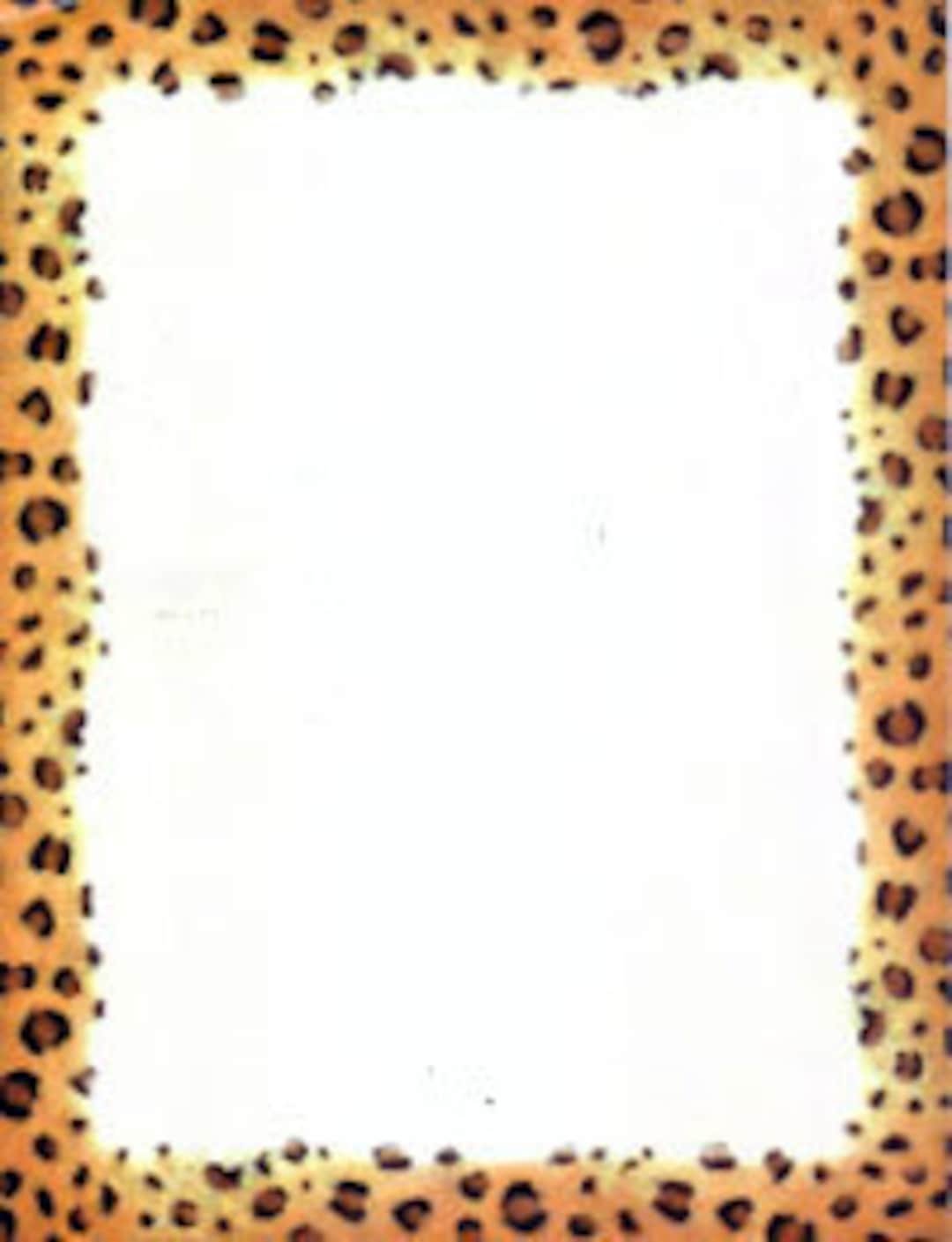 Twenty (20) Sheets Leopard Cheetah Border GLOSSY Ivory Stationery - 8.5 ...