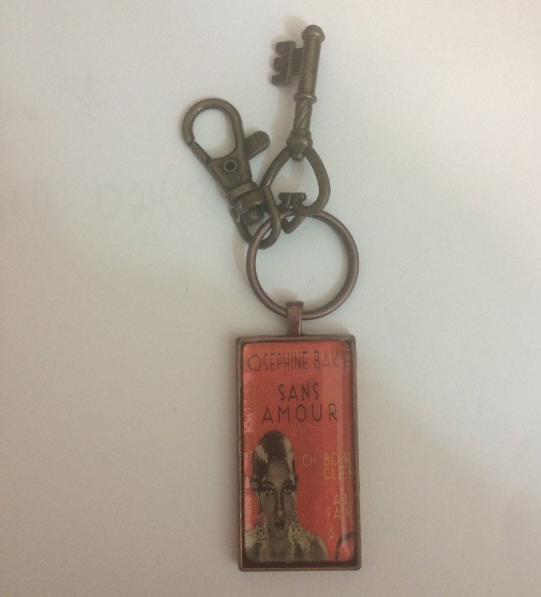 Retro Josephine Baker Sans Amour Oblong Key Chain, Swivel Clip ...