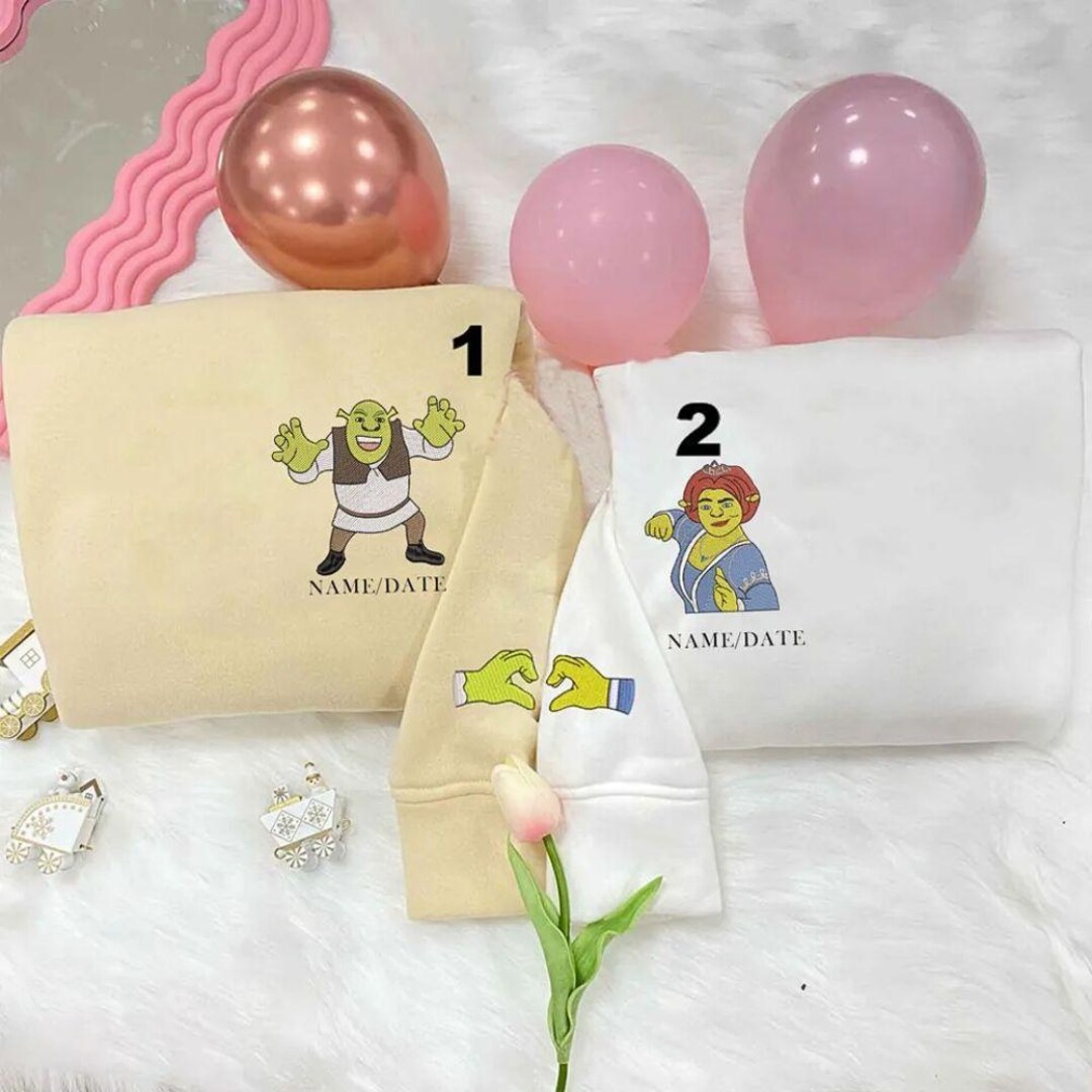 Shrek Embroidered Sweatshirt, Shrek Couple Embroidered Hoodie, Custom ...